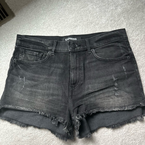 Express | Shorts | Express Womans Black Denim Distressed Original ...